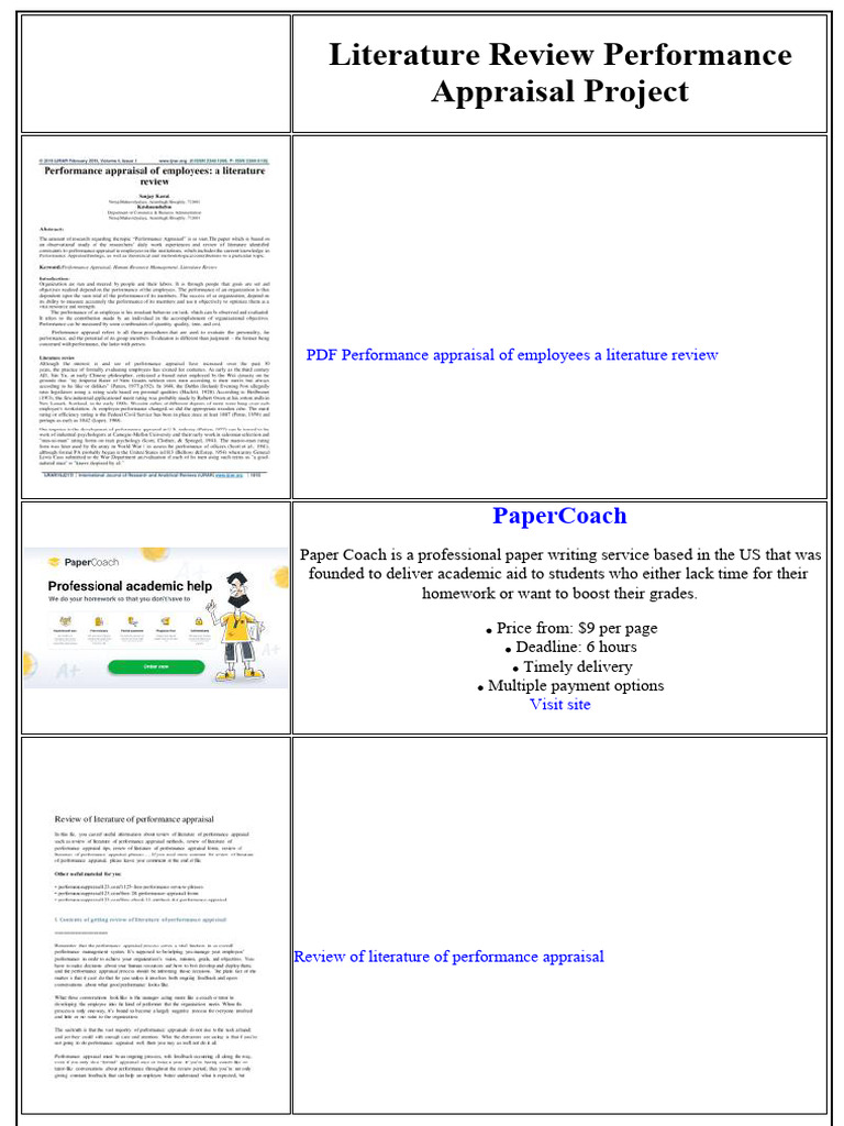 Literature Review Performance Appraisal Project | PDF | Performance Appraisal | Motivation