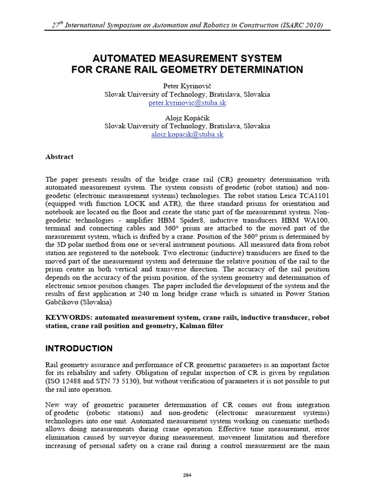 Automated Measurement System For Crane R | PDF | Geodesy | Length
