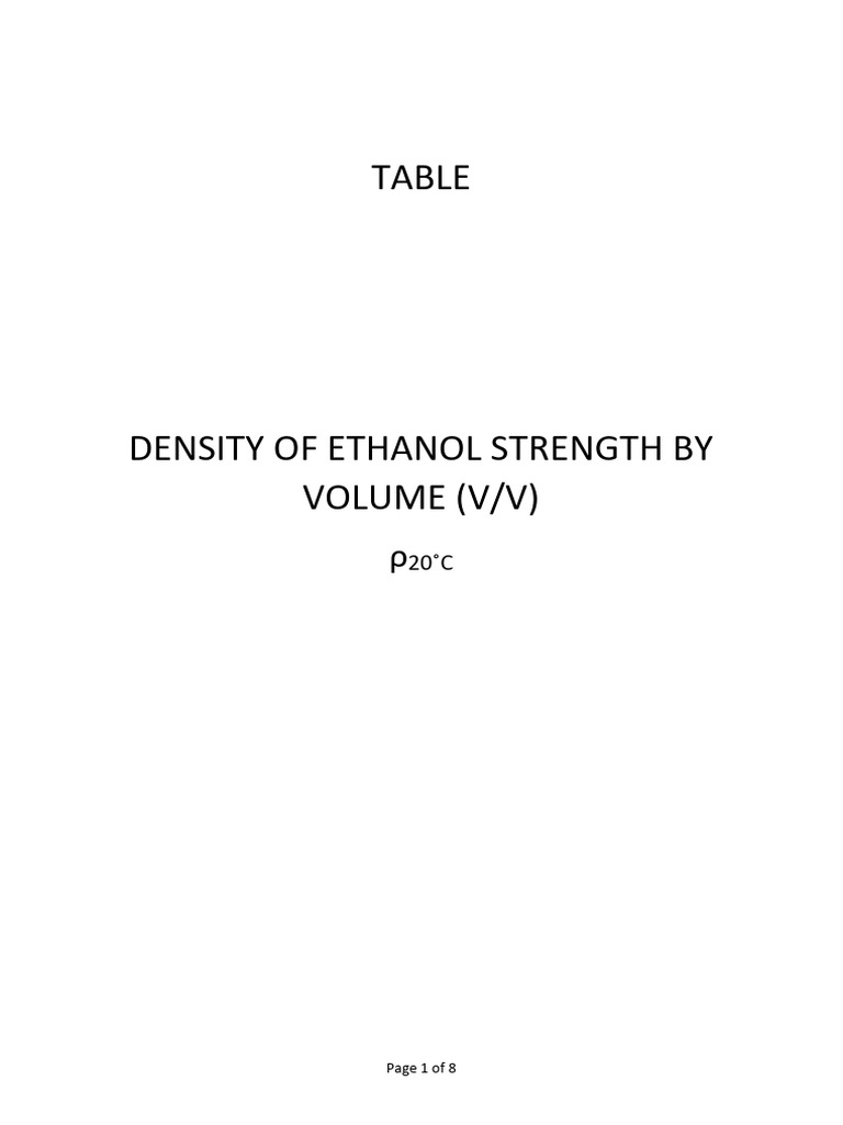 Ethanol Density and Conversion Table | PDF