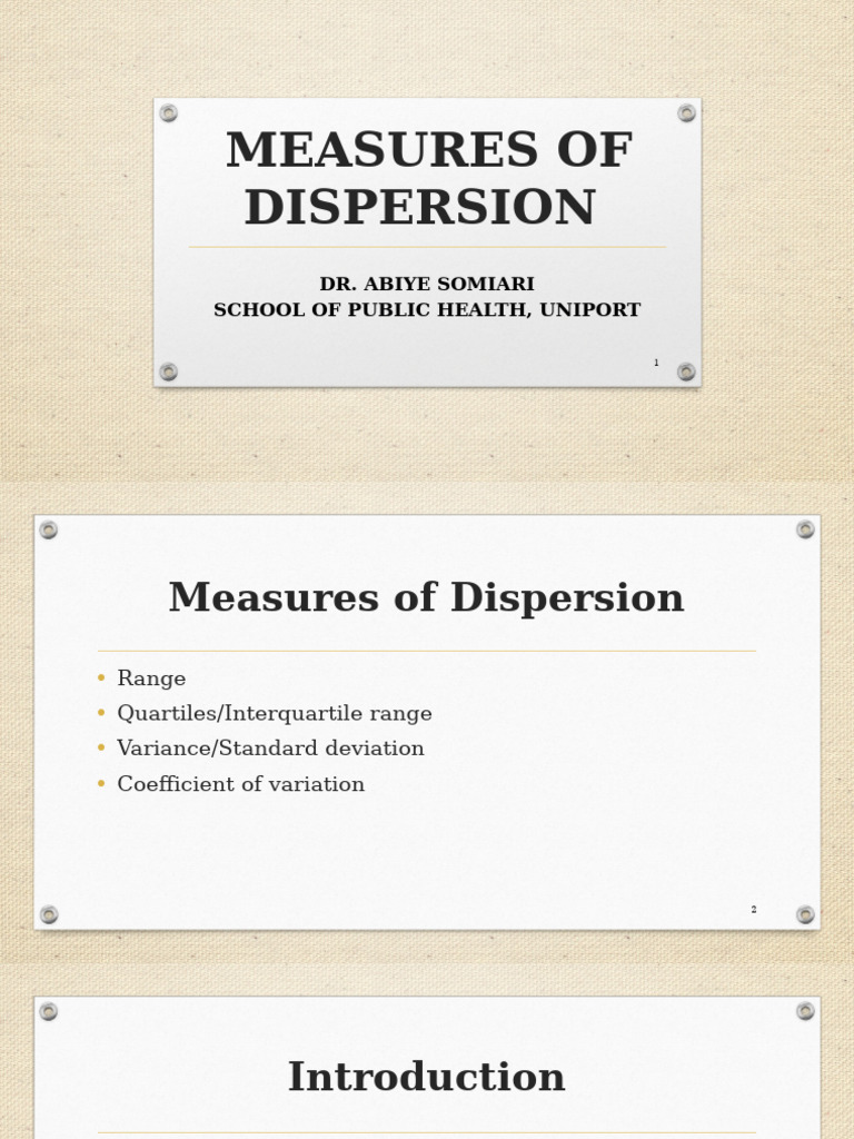 Understanding Measures of Dispersion | PDF | Variance | Quartile