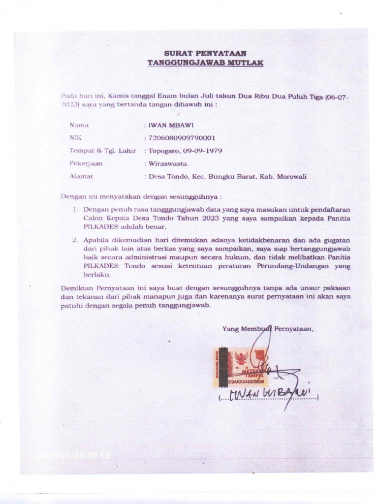 Surat Tanggu Jawab Mutlak | PDF