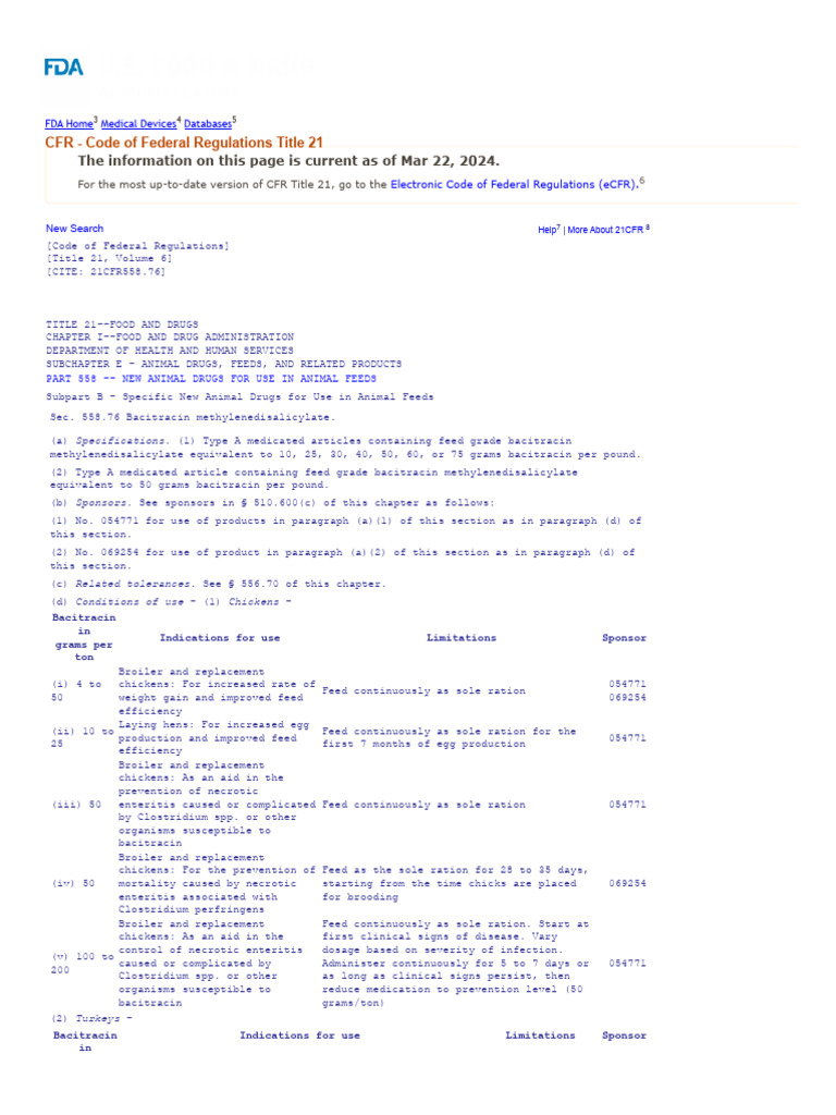 CFR - Code of Federal Regulations Title 21 | PDF | Pig | Code Of ...
