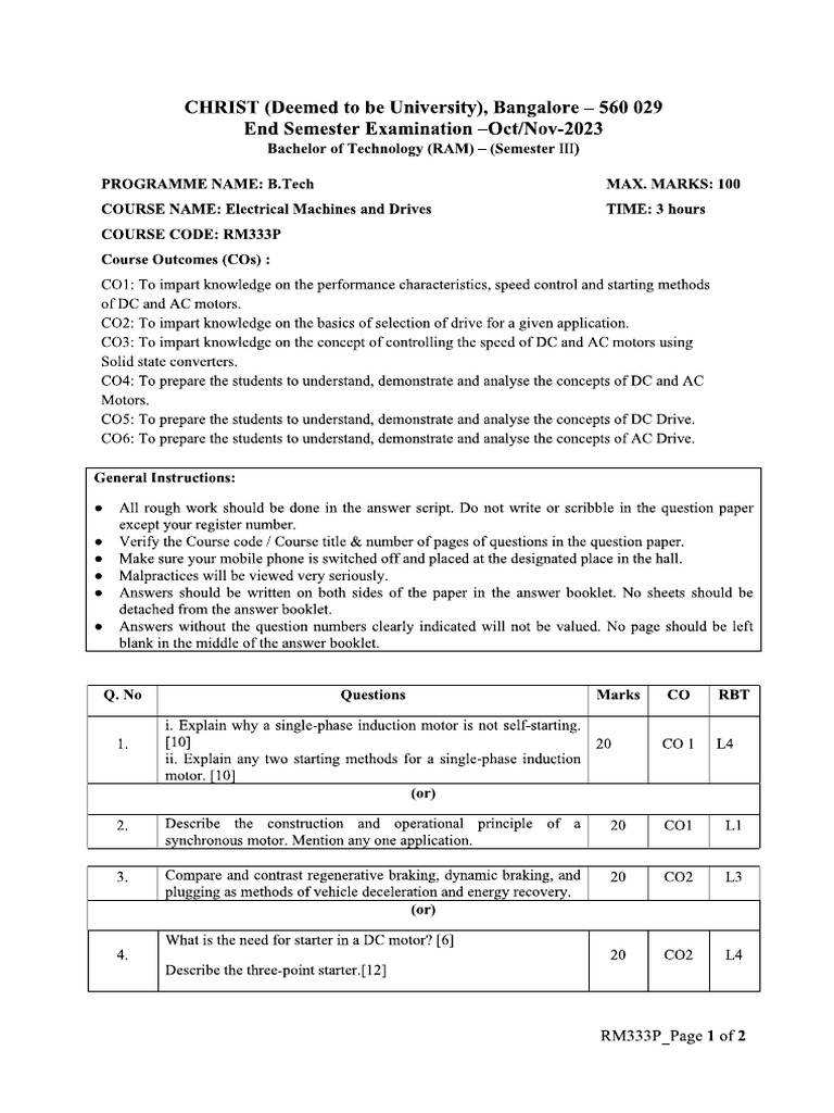 Electrical Question Paper | PDF