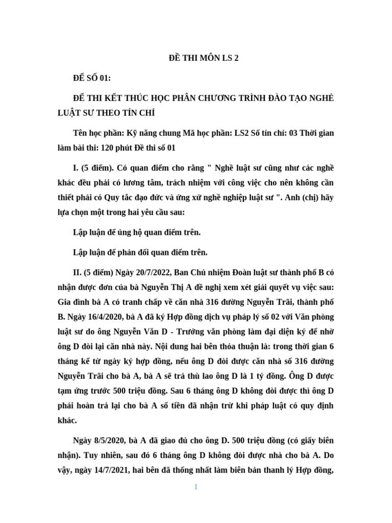 Đề Ôn Thi LS2 - Đã Format Lại - Tham Khao | PDF