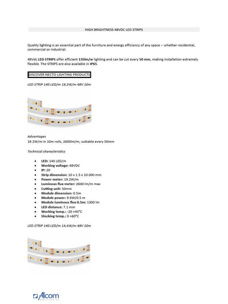 High Brightness 48VDC LED Strips | PDF | Electrical Engineering ...