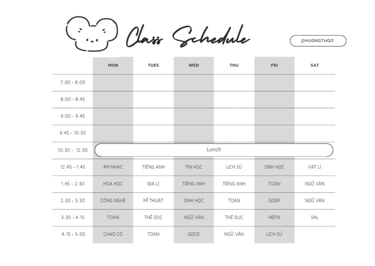 Beige Printable Class Schedule | PDF