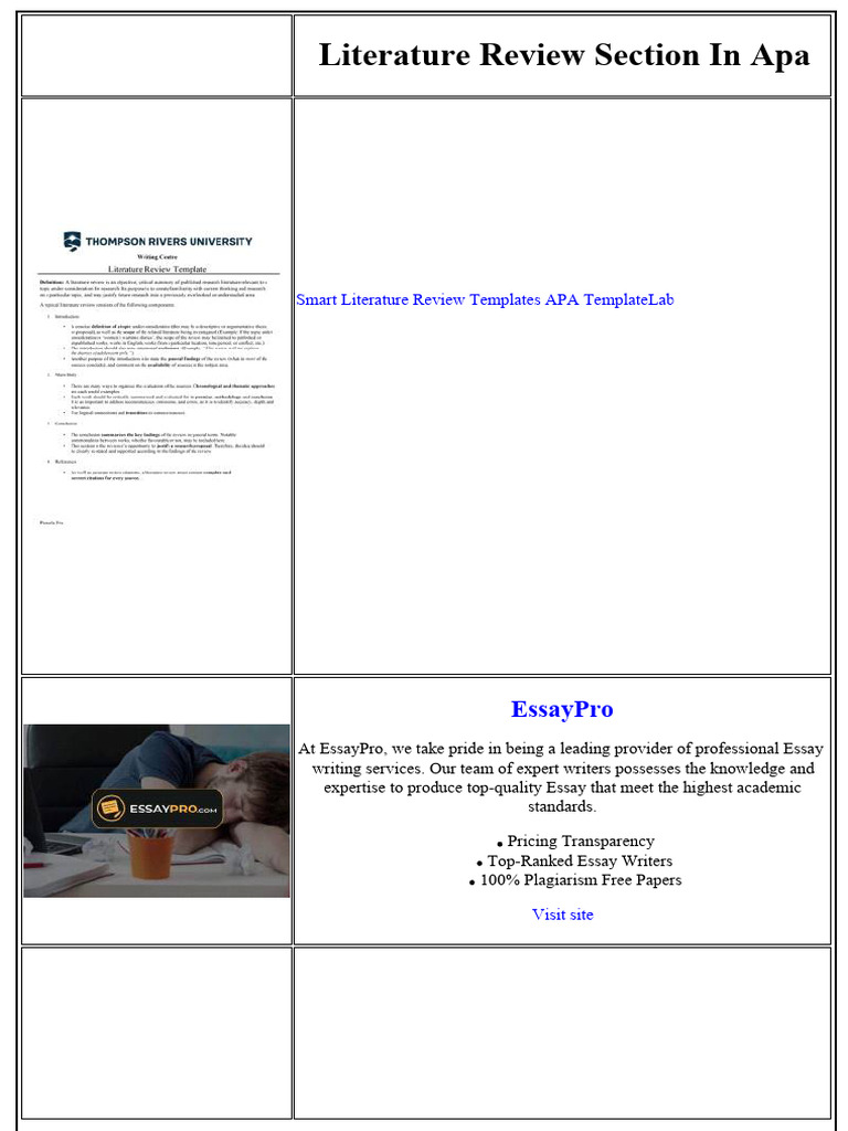 Literature Review Section in Apa | PDF | Apa Style | Essays