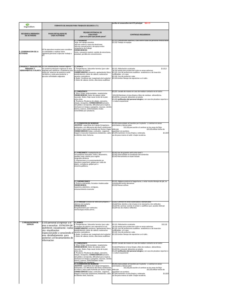 Ats Inp General Descargue de Estacion de Quimicos | PDF | Influenza | Higiene