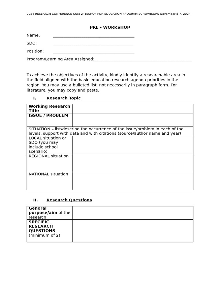 Pre Workshop 2024 Rrcon | PDF | Methodology | Procedural Knowledge