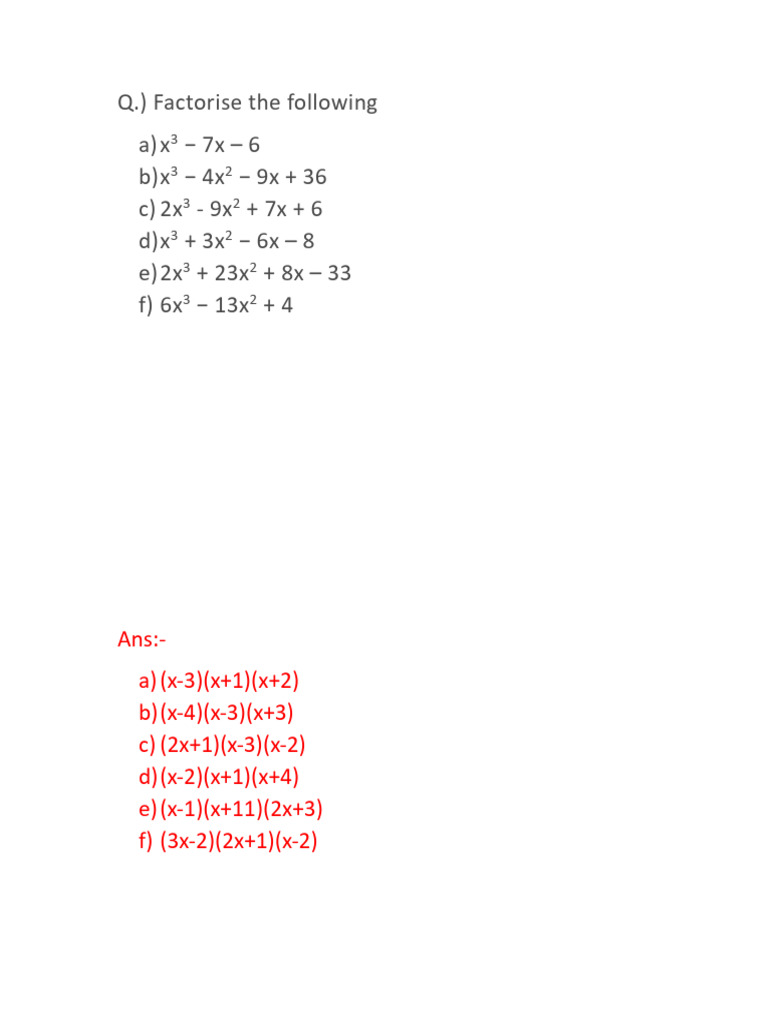 Cubic Polynomials (Factorize) | PDF
