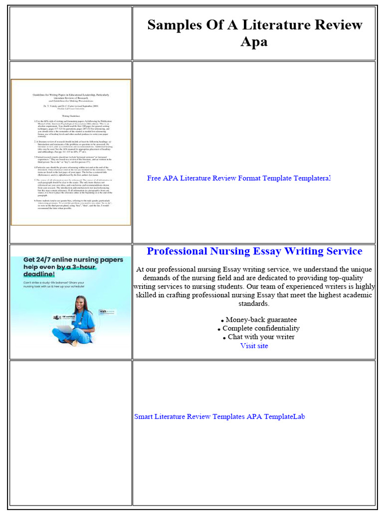 Samples of A Literature Review Apa | PDF | Apa Style | Essays