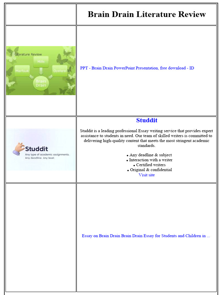 Brain Drain Literature Review | PDF | Human Capital Flight | Essays