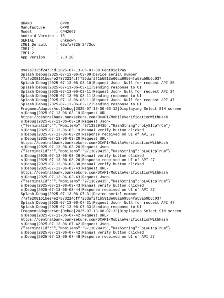 Log 09a7a7325f2473cd2025071306 | PDF | Mobile Linux | Mobile ...