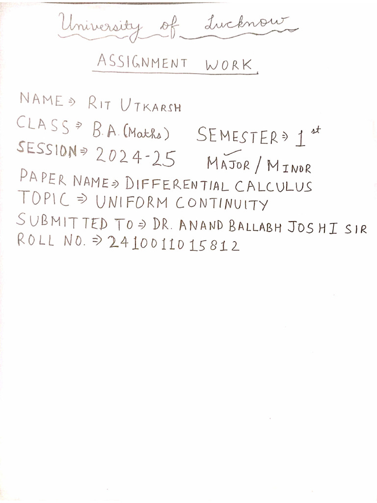 Differential Calculus 1st Year UG | PDF