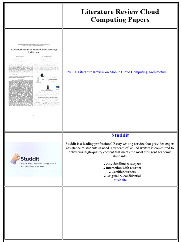 Literature Review Cloud Computing Papers | PDF | Cloud Computing | Computing