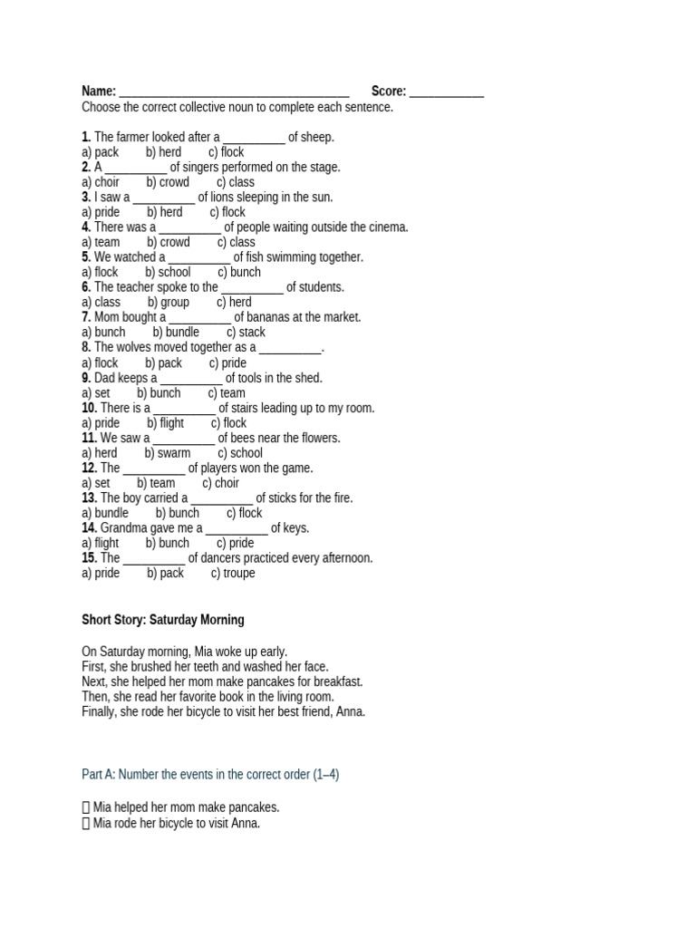 Collective Noun Activity | PDF