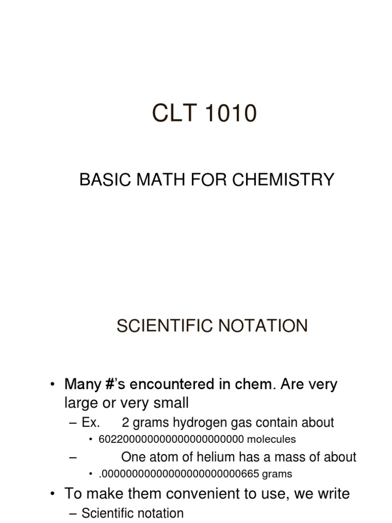 Basic Math For Chemistry | PDF | Units Of Measurement | Significant Figures