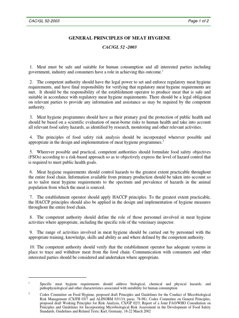 Principles of Meat Hygiene Standards | PDF | Food Safety | Meat