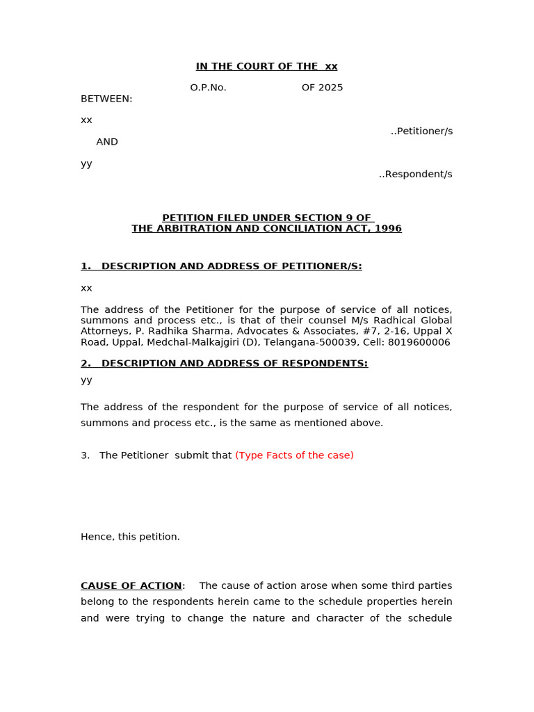 Arbitration OP Template | PDF | Affidavit | Lawsuit