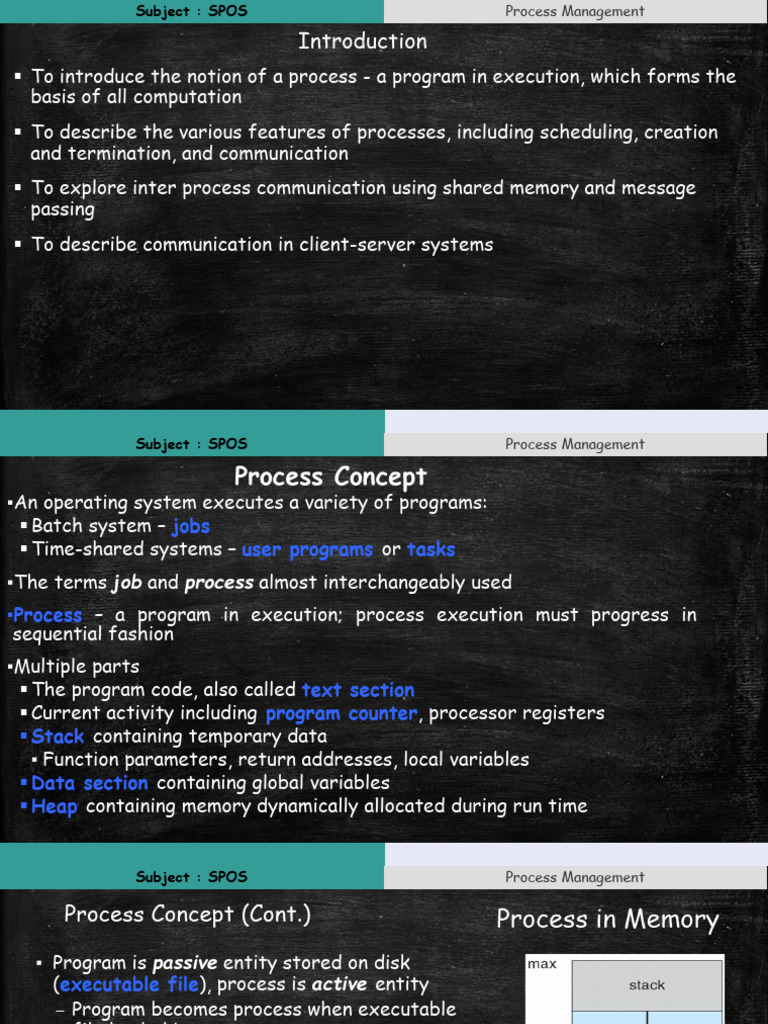 SPOS Unit III Process Management | PDF | Process (Computing) | Scheduling (Computing)