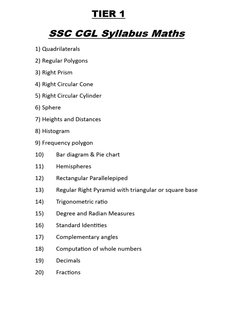 SSC CGL Detailed Syllabus Overview | PDF