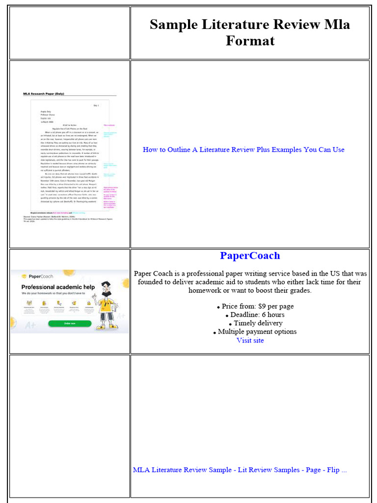 Sample Literature Review Mla Format | PDF | Essays | Citation