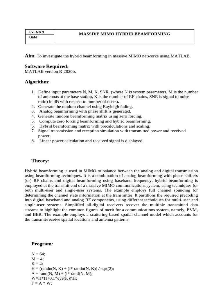 Hybrid Beamforming in Massive MIMO | PDF | Mimo | Telecommunications ...