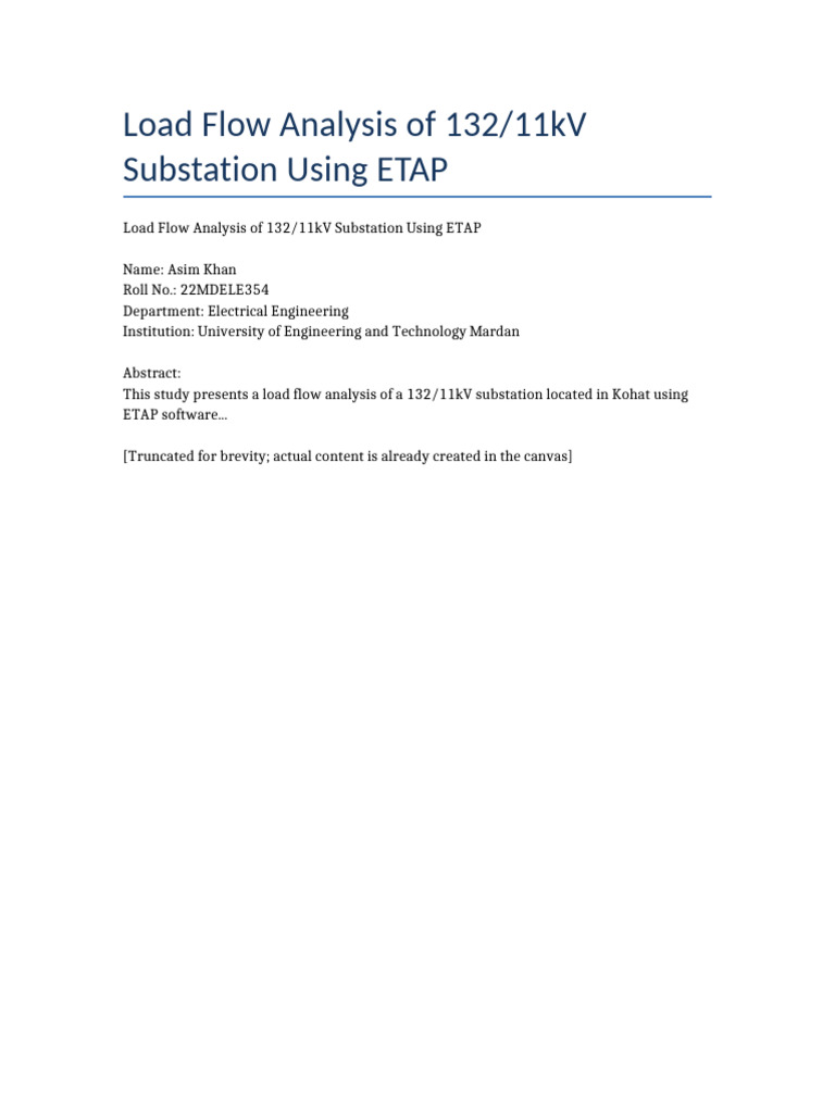 Load Flow Analysis of 132/11kV Substation | PDF