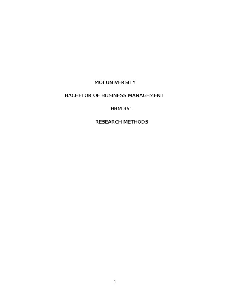 Moi University Bachelor of Business Management BBM 351 Research Methods | PDF | Experiment ...