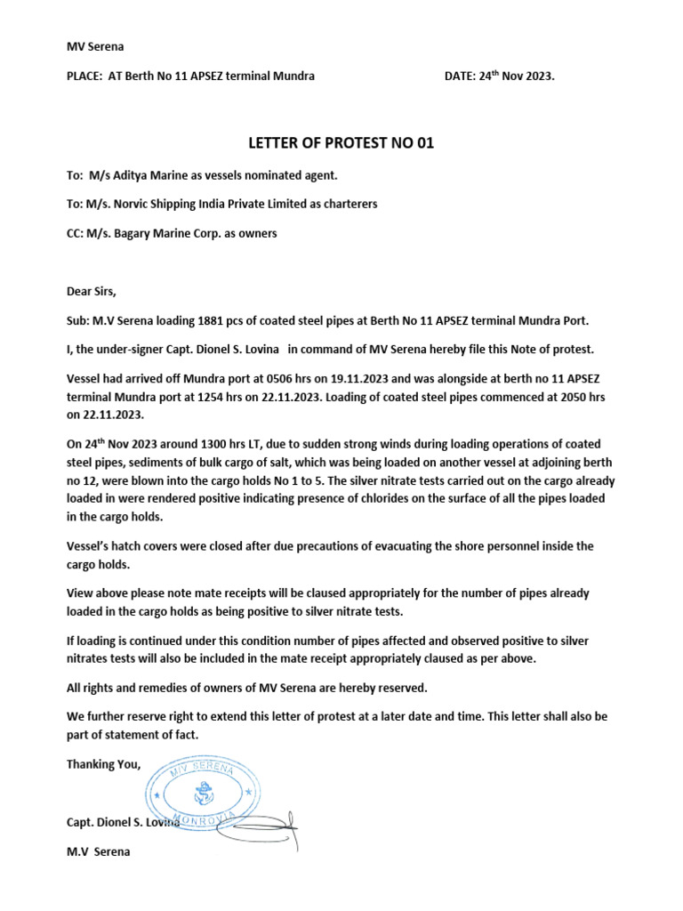 Letter of Protest 01 | PDF
