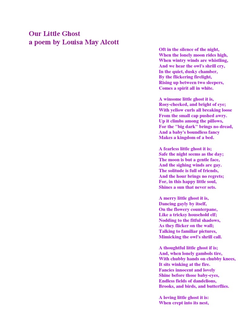 Our Little Ghost A Poem by Louisa May Alcott | PDF | Poetry