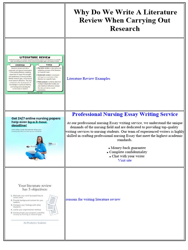 Why Do We Write a Literature Review When Carrying Out Research | PDF ...