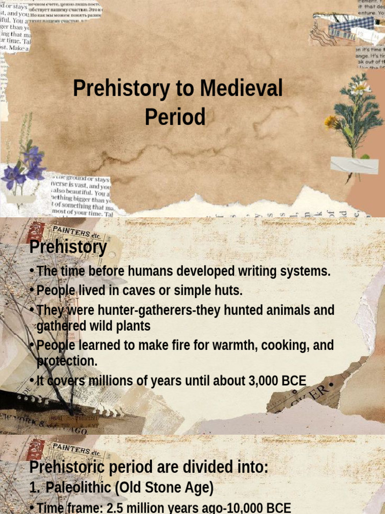 Prehistory To Medieval Period | PDF | Neolithic | Paleolithic