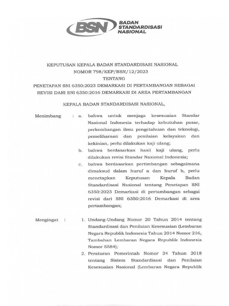 Standar Demarkasi Pertambangan 2023 | PDF