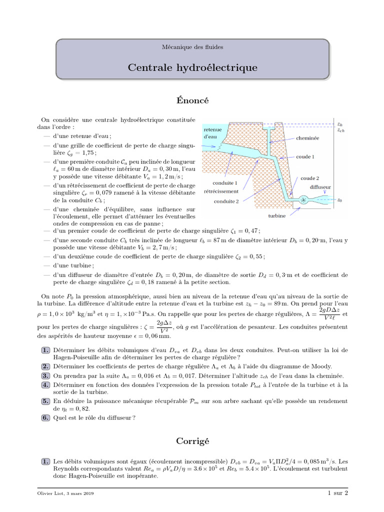 Analyse des pertes de charge en centrale hydroélectrique | PDF ...