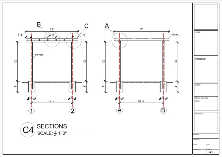 Pergola Section Details Drawing | PDF