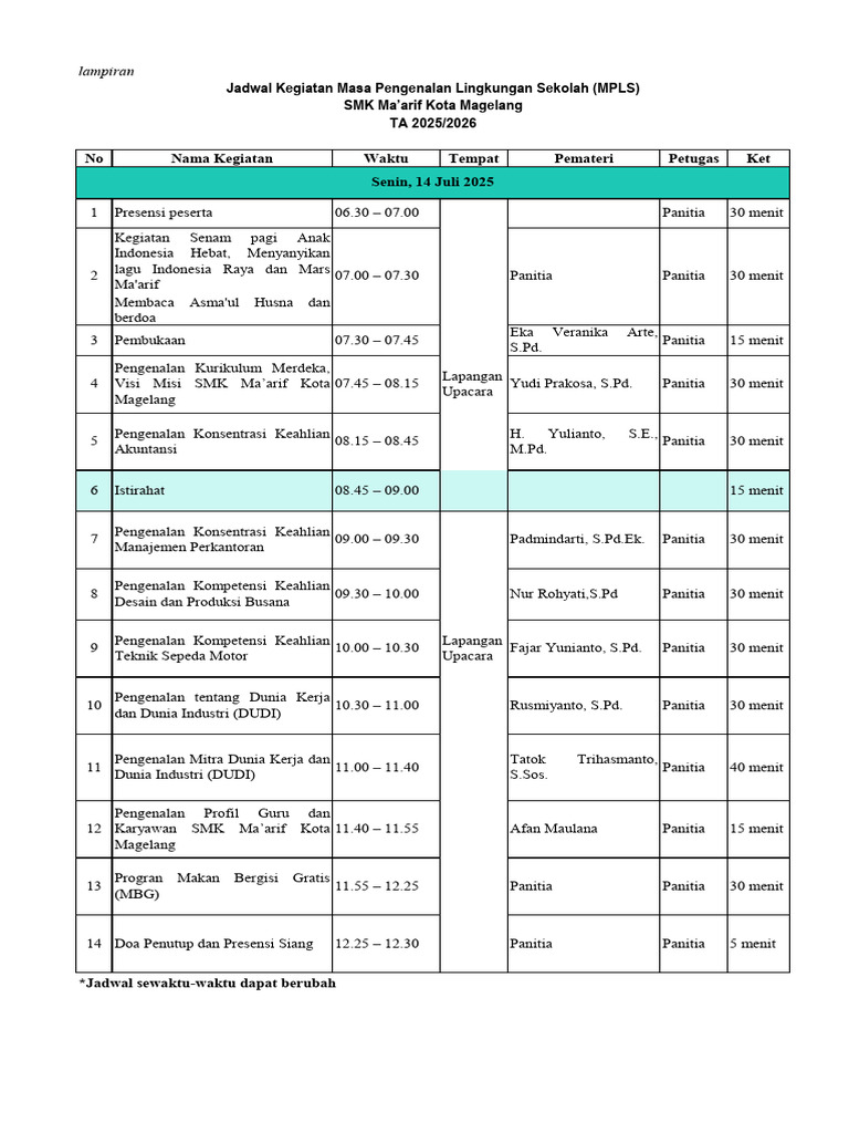 jadwal MPLS 2526_1 | PDF