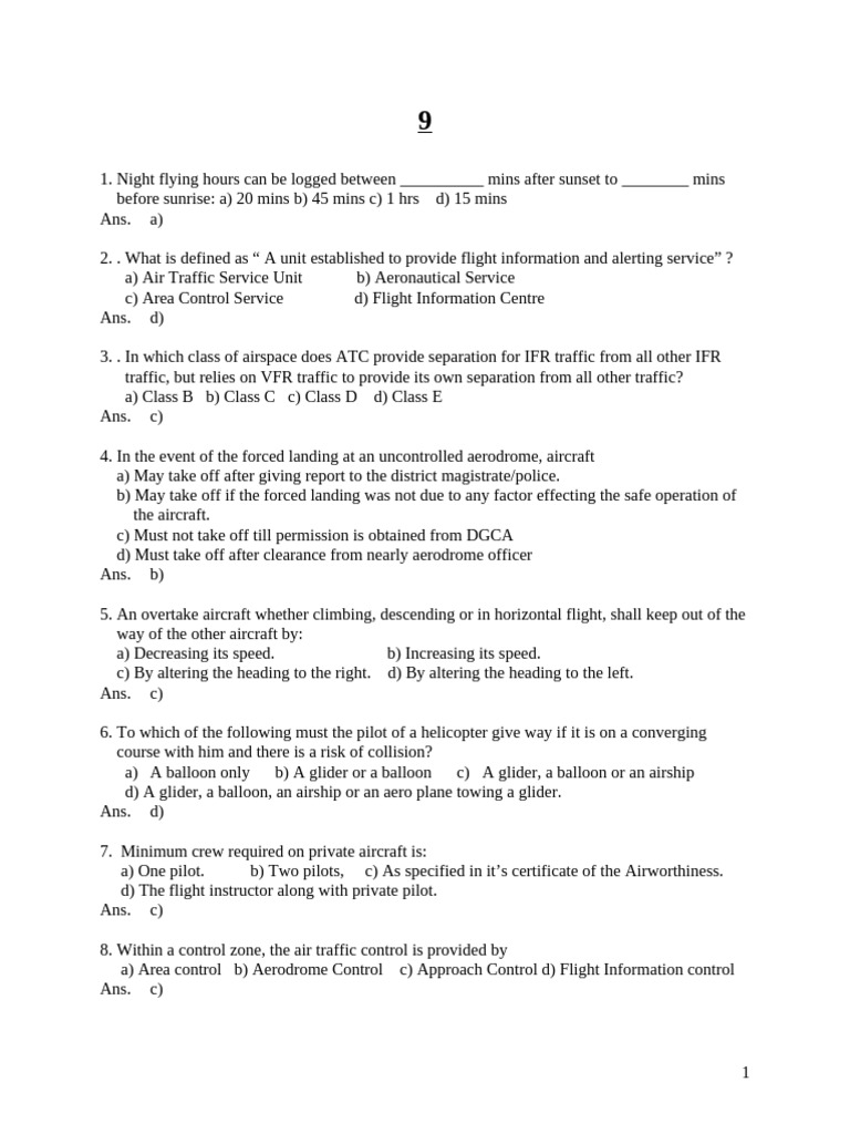 Regs Paper 9 | PDF | Instrument Flight Rules | Visual Flight Rules