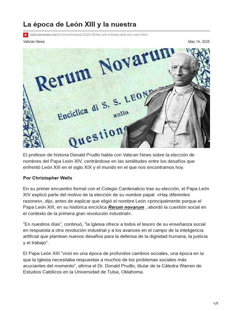 La Época de León XIII y La Nuestra | PDF | Doctrina social católica ...