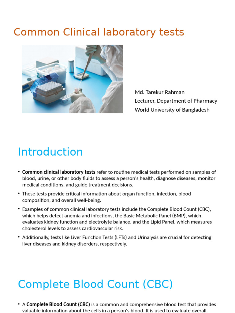 Common Clinical Laboratory Tests | PDF | Cirrhosis | Anemia