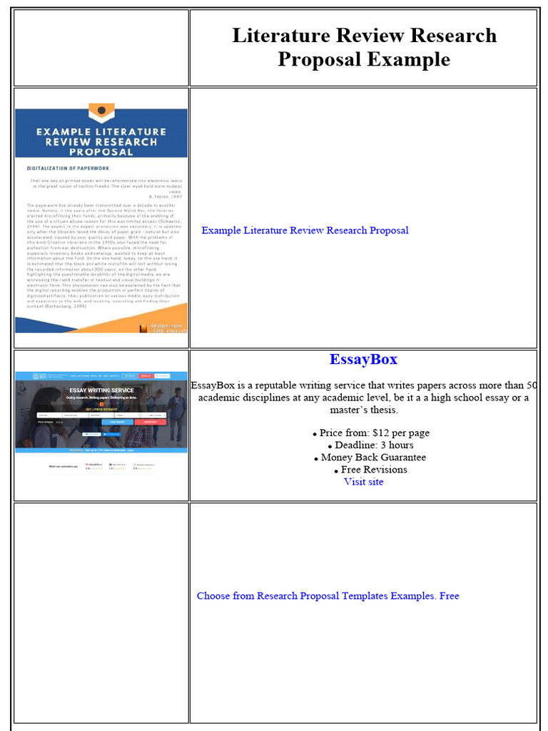 Literature Review Research Proposal Example | PDF | Thesis | Essays