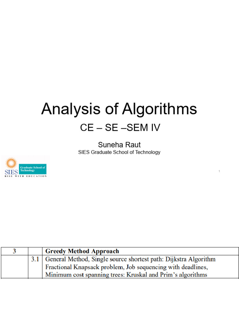 AOA Lecture 12 Greedy Method | PDF