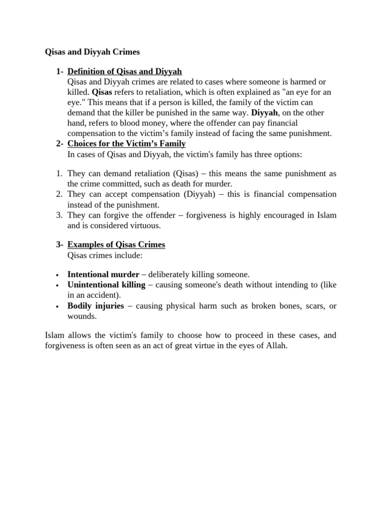 Understanding Qisas and Diyyah Crimes | PDF | Crimes | Crime & Violence