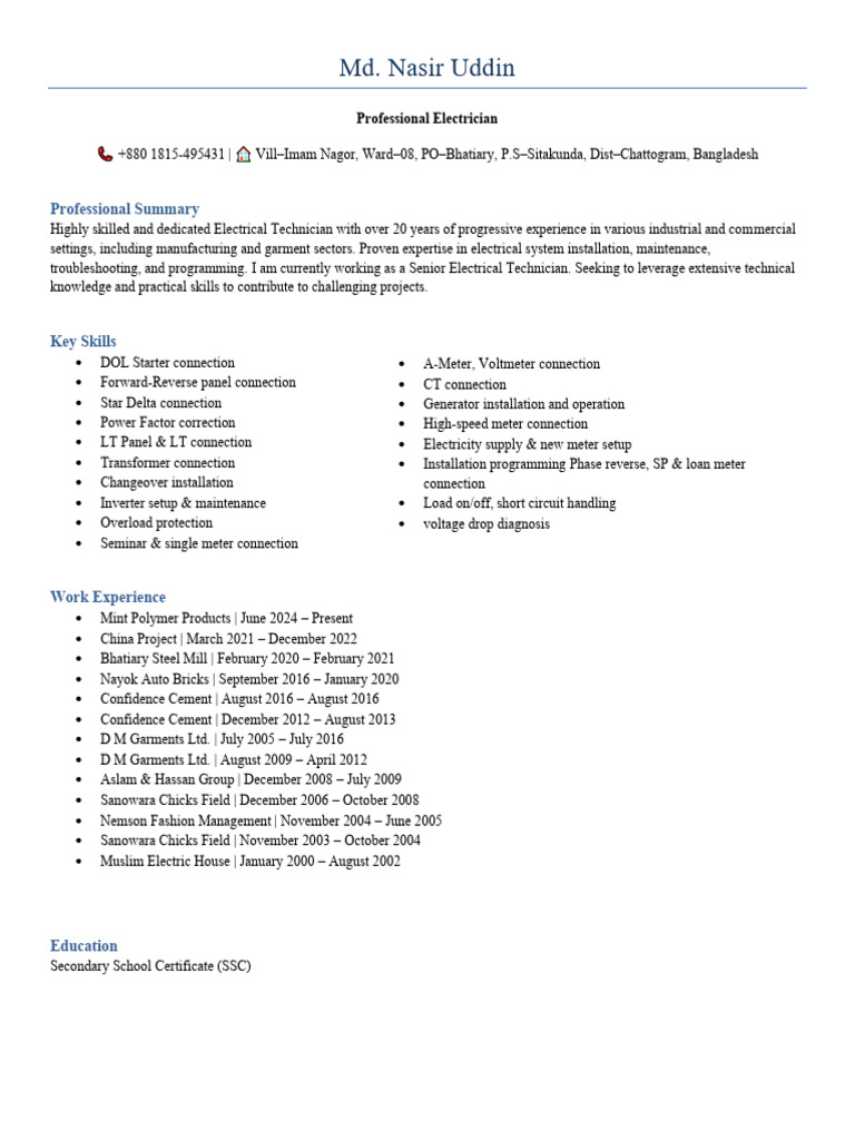 MD Nasir Uddin CV | PDF