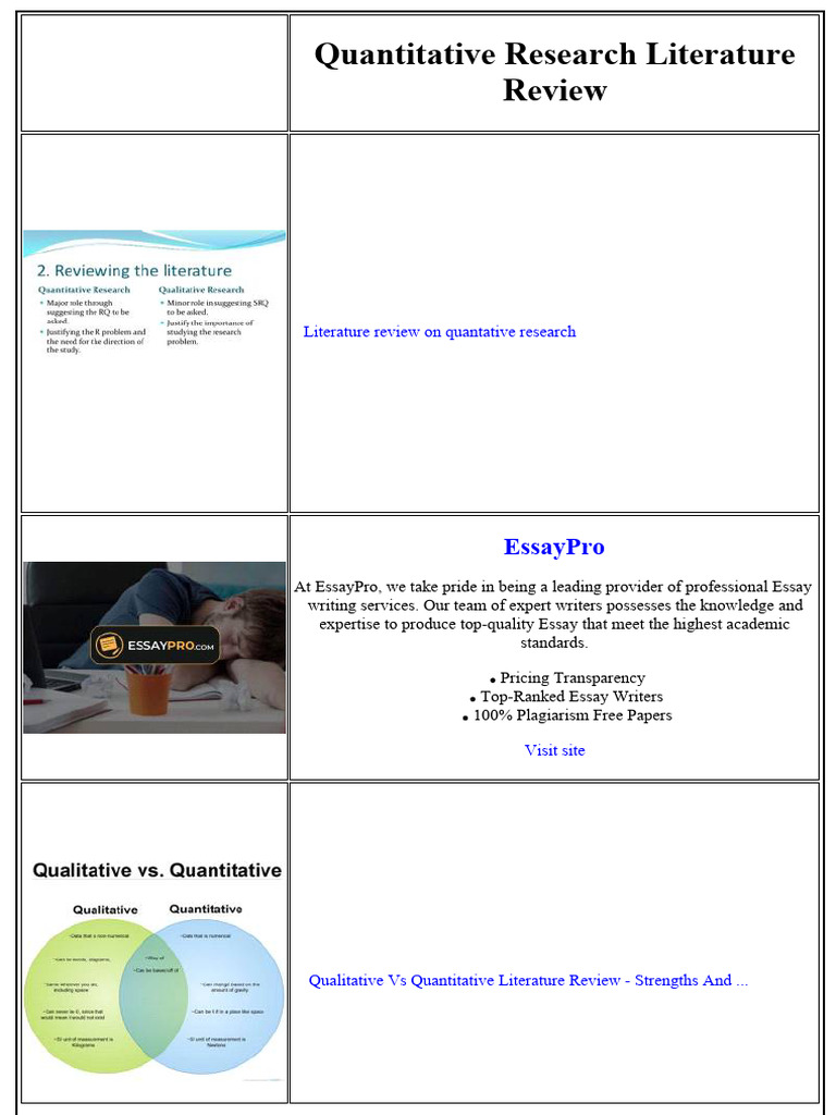 Quantitative Research Literature Review | PDF | Systematic Review ...