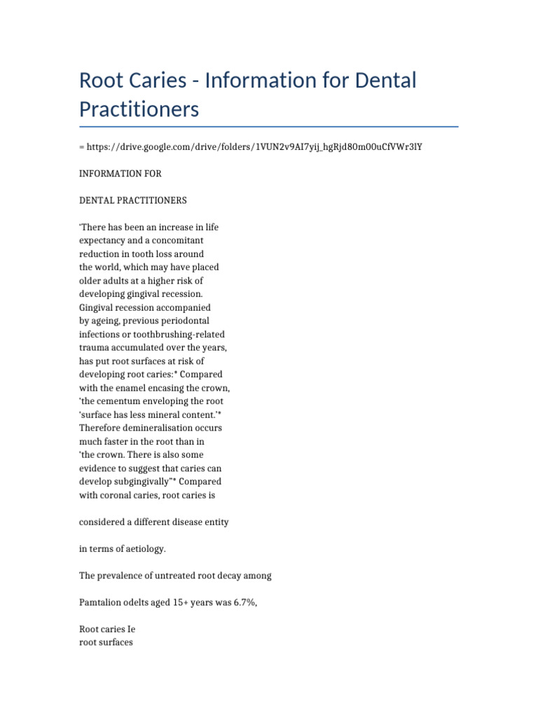 Root Caries: Risks and Treatment Insights | PDF | Dentistry Branches ...