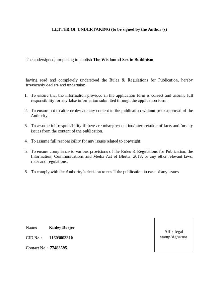 Letter of Undertaking | PDF