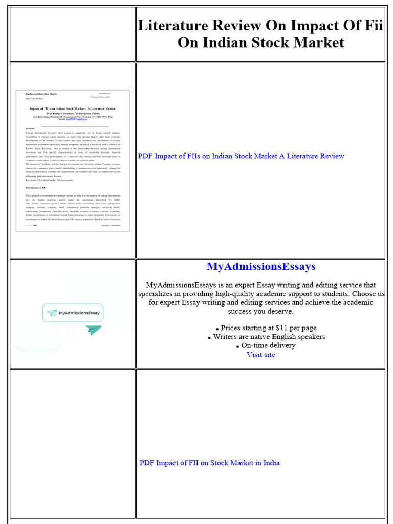Literature Review On Impact of Fii On Indian Stock Market | PDF | Stock ...