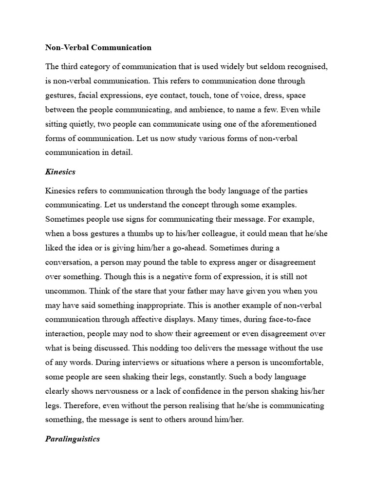 Non-Verbal Communication Introduction | PDF | Nonverbal Communication | Communication