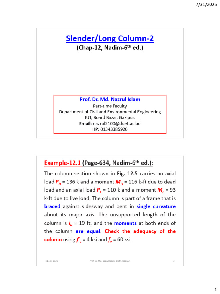 Lecture 13 Slender Column 2 | PDF | Structural Engineering | Mechanical Engineering